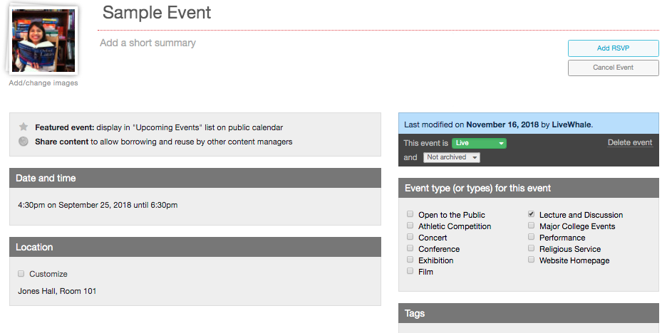 LiveWhale Calendar • EMS + LiveWhale Calendar
